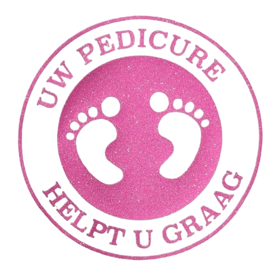 Schort met opdruk - Uw pedicure helpt u graag - Rond